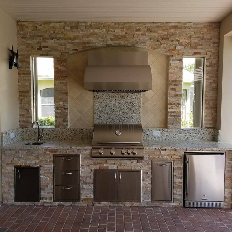 Plenty of Space - Barbecue Island Build - Elegant Outdoor Kitchens