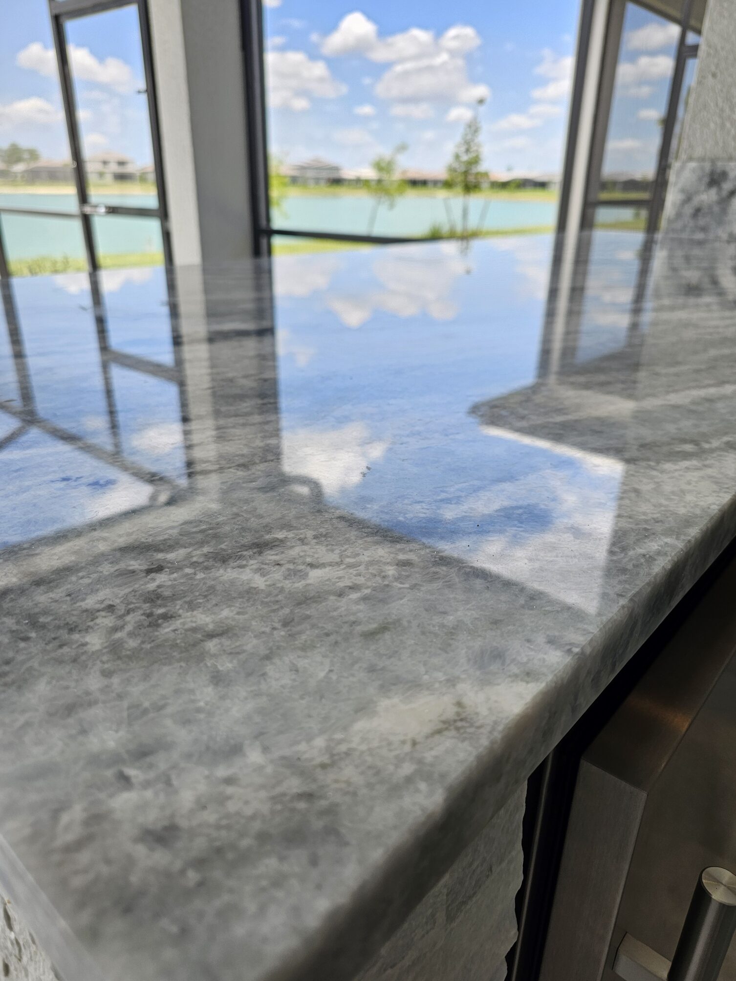 Calcita Blue granite Round 2 - Custom L-Shaped Outdoor Kitchen ...