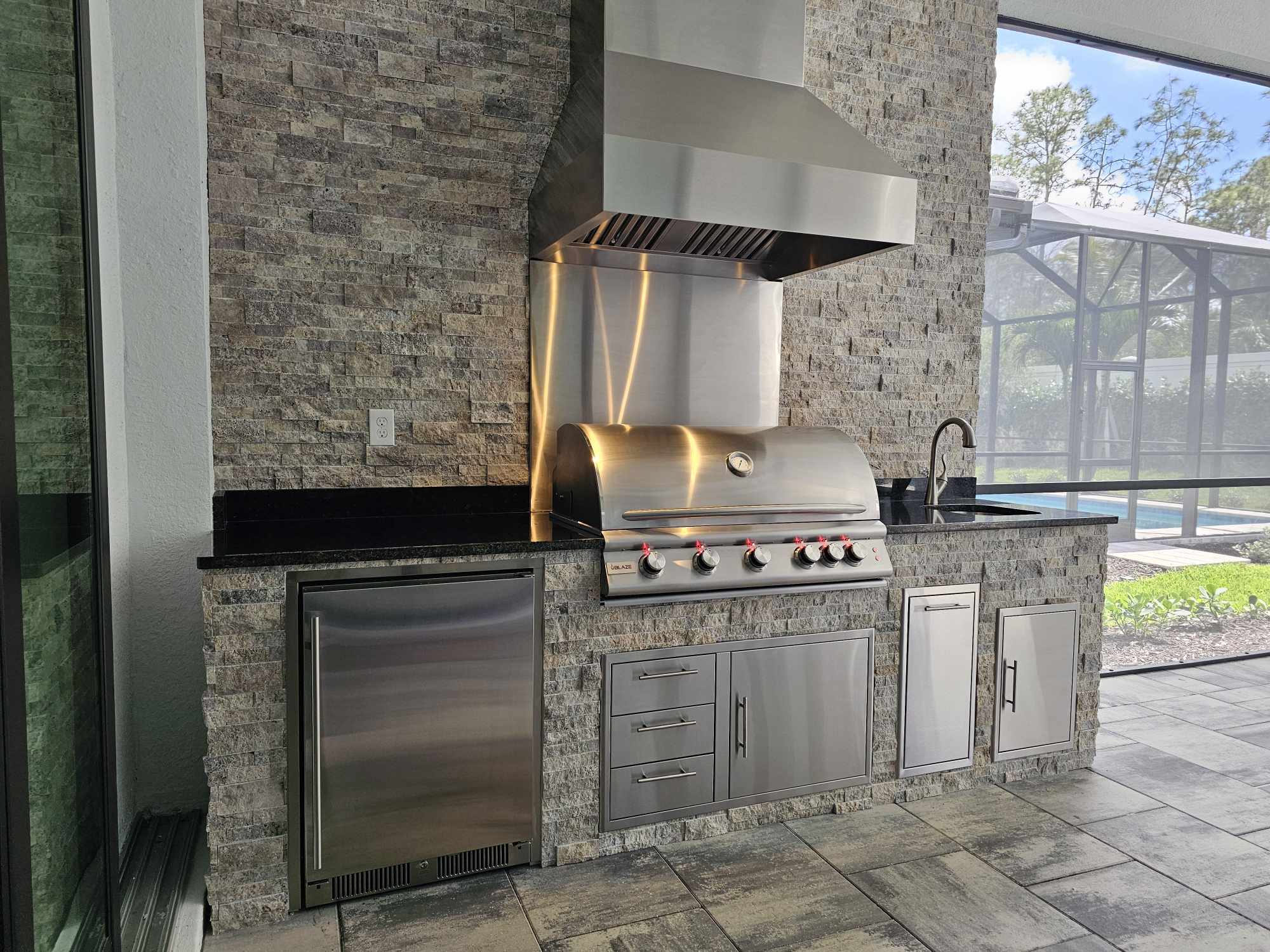 Pure Radiance - Silver Travertine & Uba Tuba Granite - Elegant Outdoor ...